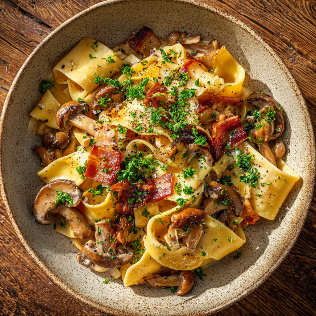Pasta con Pancetta e Funghi | Italian Pasta