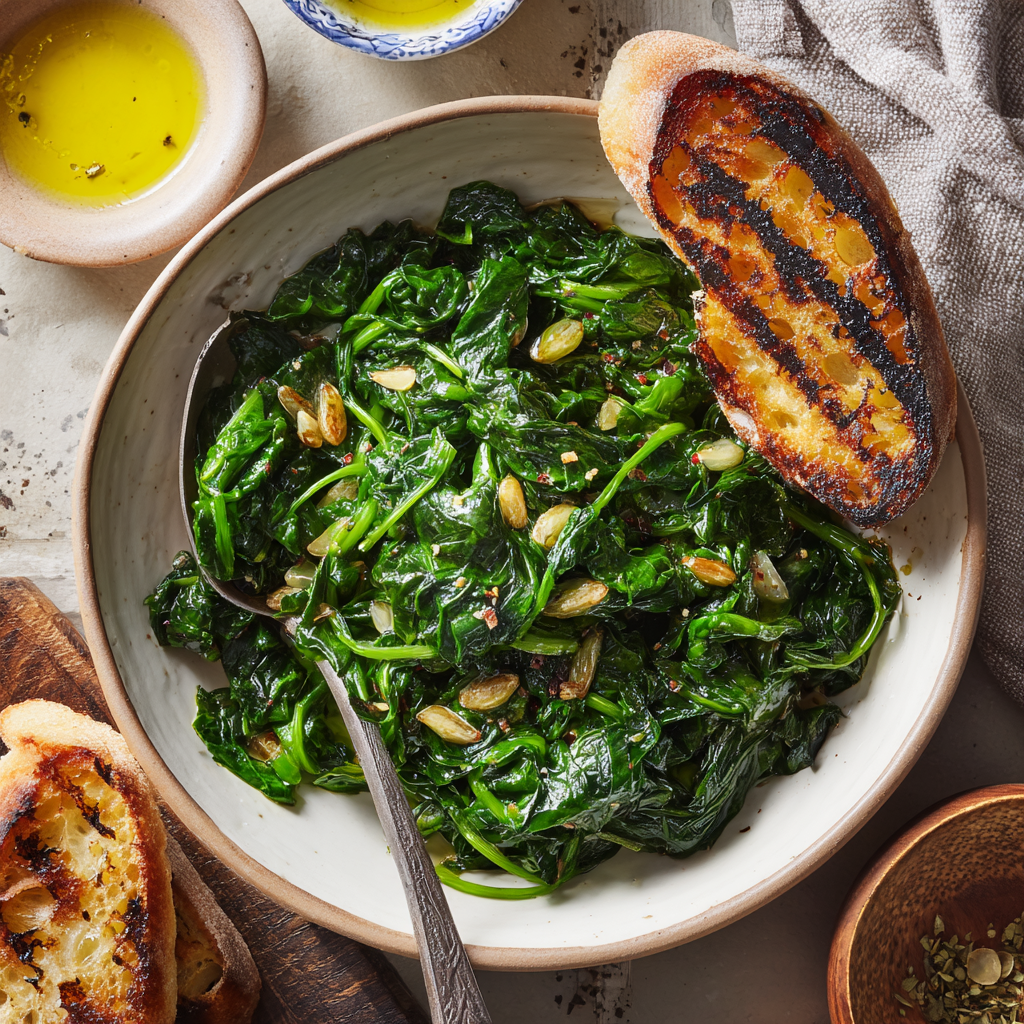 Sautéed Spinach with Garlic | Italian Style