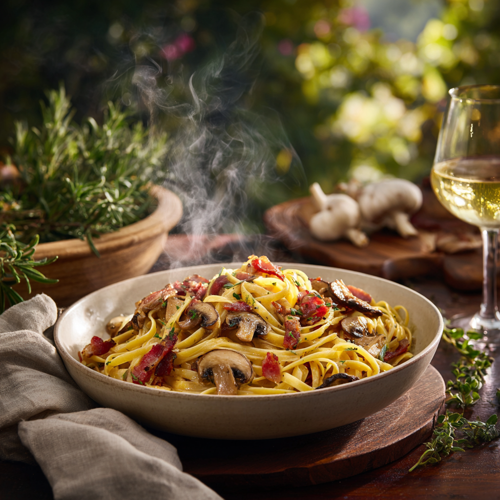 Pasta con Pancetta e Funghi | Italian Pasta