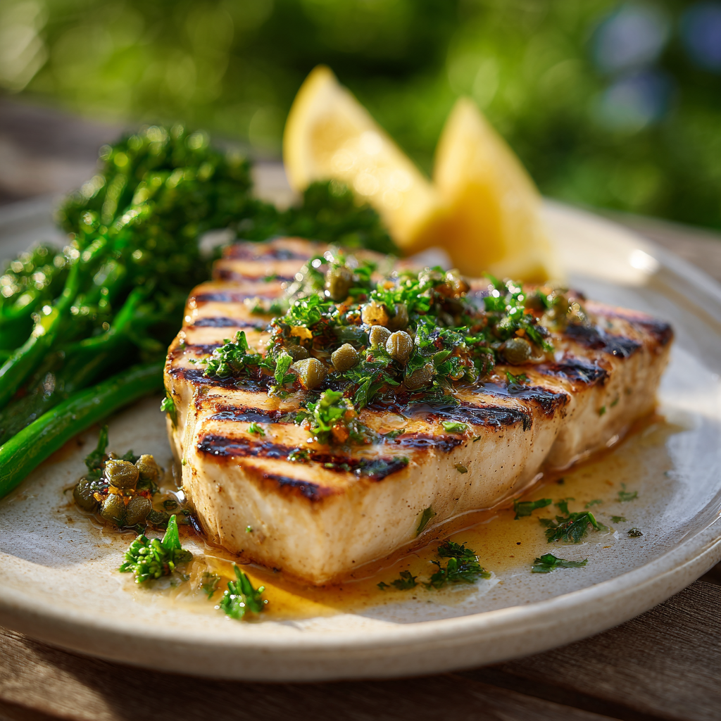 Grilled Swordfish with Lemon and Capers Recipe