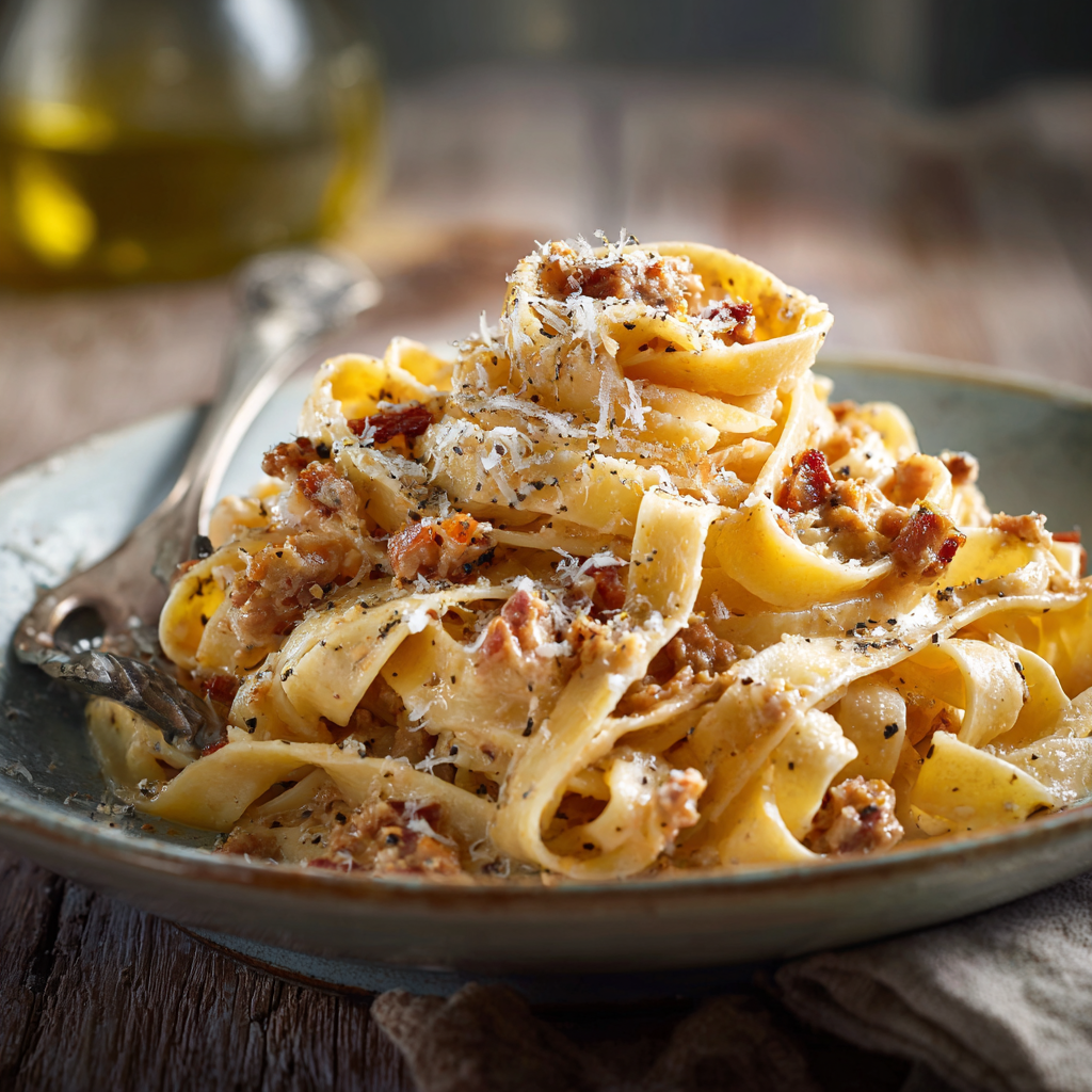 Tagliatelle with Ragù Bianco Italian Recipe