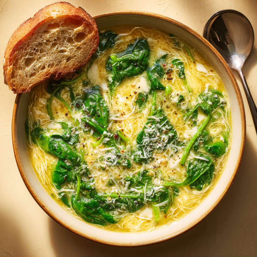 Stracciatella Romana Soup Recipe with Egg & Broth